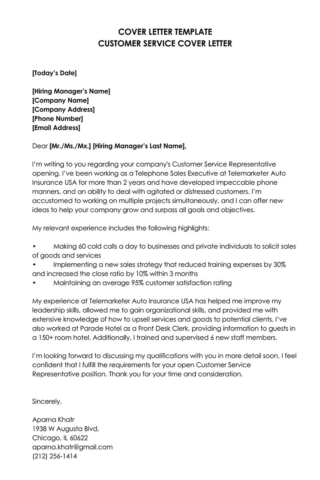 Customer Service Cover Letter Samples (Free Templates)