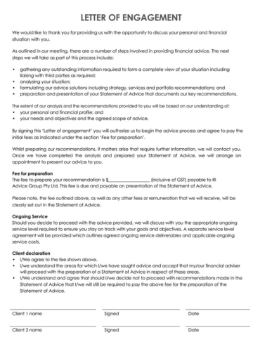 Engagement Letter - Uses, Format, Free Templates