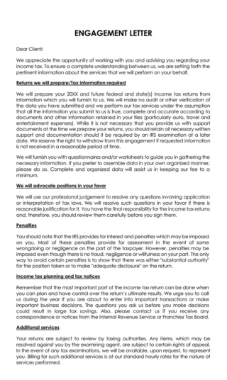 Engagement Letter - Uses, Format, Free Templates