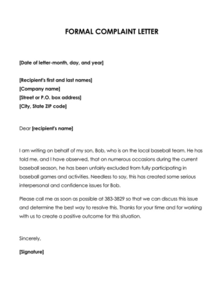 Examples of Formal Complaint Letter (20 Free Templates)