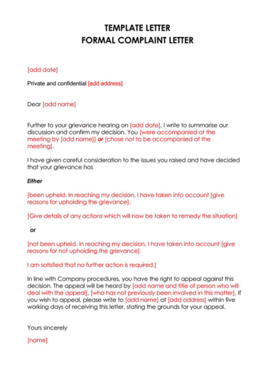Examples of Formal Complaint Letter (20 Free Templates)
