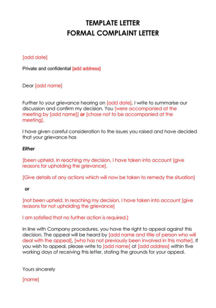 Examples of Formal Complaint Letter (20 Free Templates)