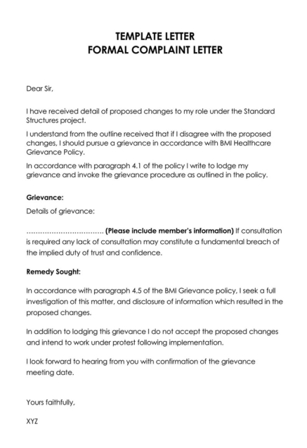 Examples of Formal Complaint Letter (20 Free Templates)