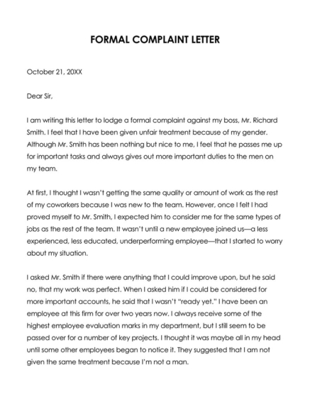 Examples of Formal Complaint Letter (20 Free Templates)