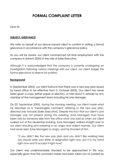 Examples of Formal Complaint Letter (20 Free Templates)