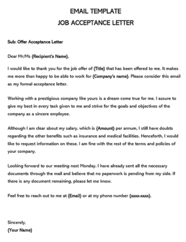 How to Write a Job Acceptance Letter (Samples)