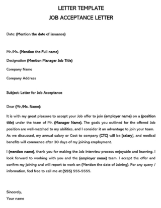 How to Write a Job Acceptance Letter (Samples)