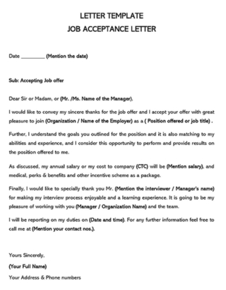 How to Write a Job Acceptance Letter (Samples)