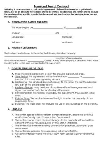Free Land (Farm) Lease Agreement Templates | Word - PDF