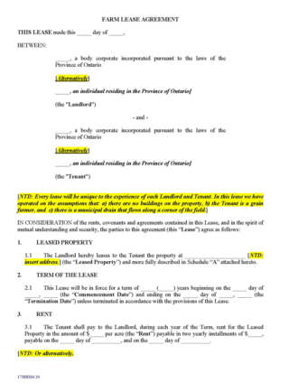 Free Land (Farm) Lease Agreement Templates | Word - PDF