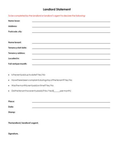 28 Free Landlord Statement Forms | Word - PDF