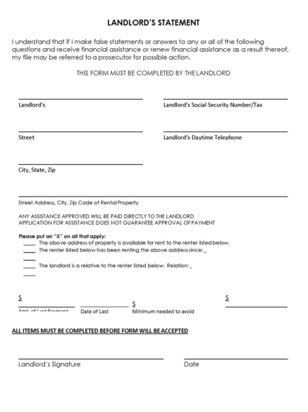 28 Free Landlord Statement Forms | Word - PDF