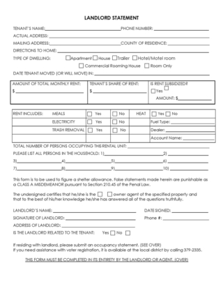 28 Free Landlord Statement Forms | Word - PDF