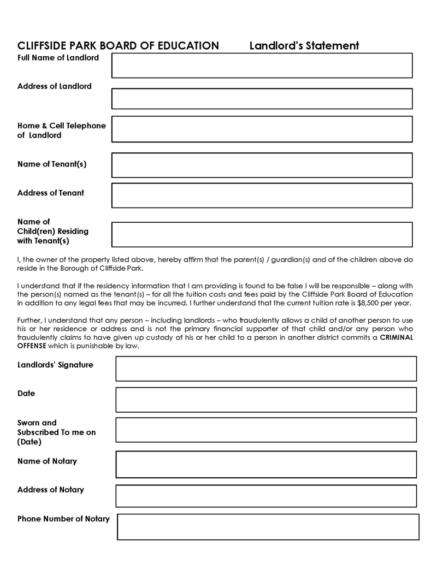 28 Free Landlord Statement Forms | Word - PDF
