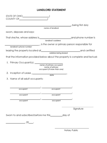 28 Free Landlord Statement Forms | Word - PDF