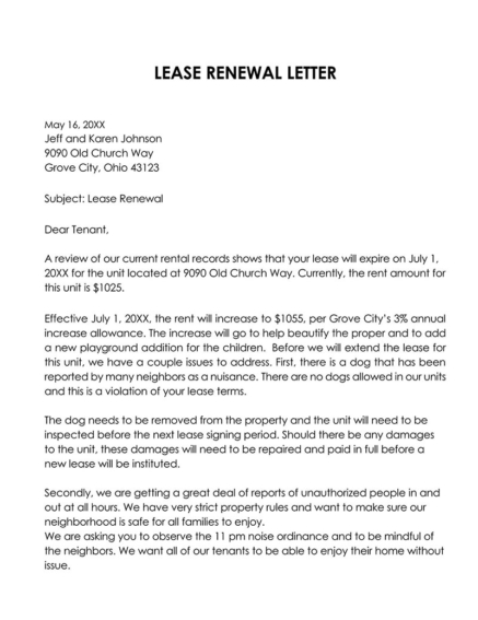 Lease Renewal Letter ( How to write+ Samples)