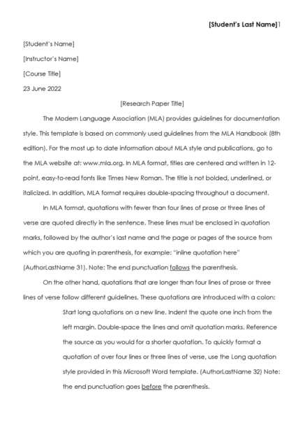 20 Free MLA Format Templates | Essay Format Examples