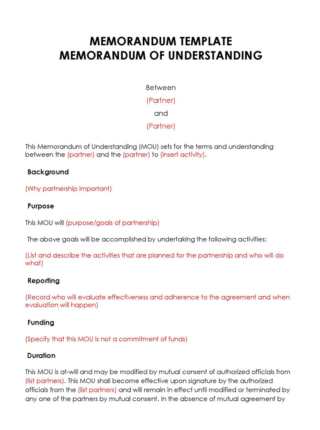 24 Memorandum of Understanding Templates - Format