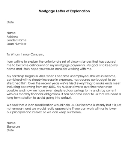 Mortgage Letter Of Explanation (30 Templates)