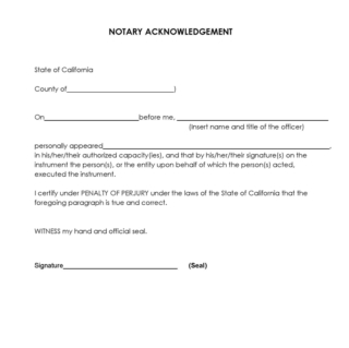 Free Notary Acknowledgment Forms - Templates