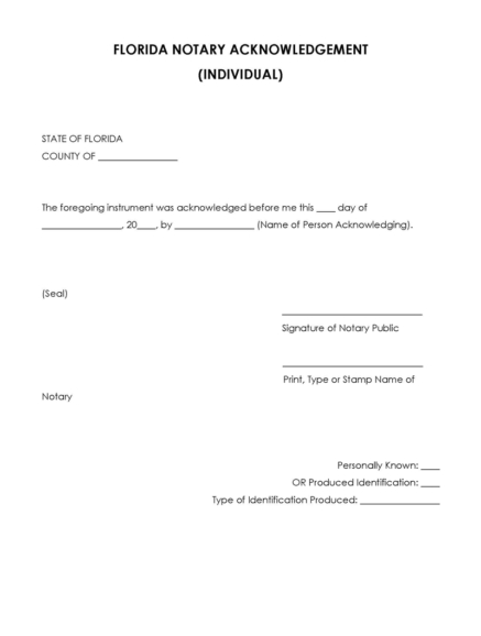Free Notary Acknowledgment Forms - Templates