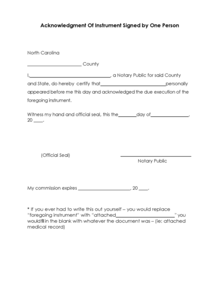 Free Notary Acknowledgment Forms - Templates