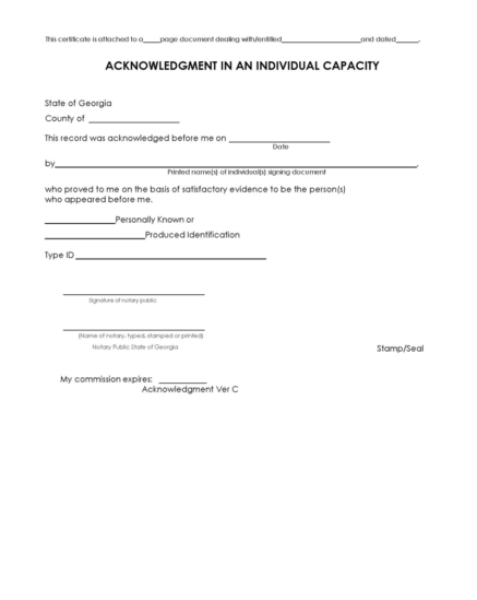 Free Notary Acknowledgment Forms - Templates
