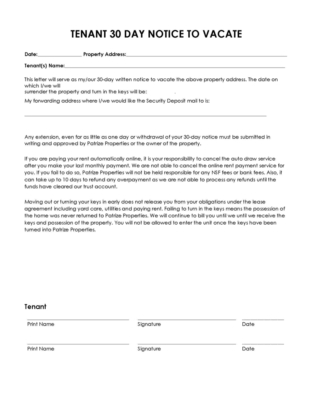 20 Free Notice To Vacate Templates - (30/60 Days)