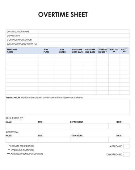 Free Overtime Sheet Templates for Excel
