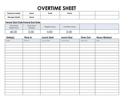 Free Overtime Sheet Templates for Excel