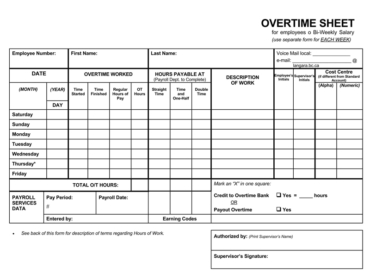 Free Overtime Sheet Templates for Excel