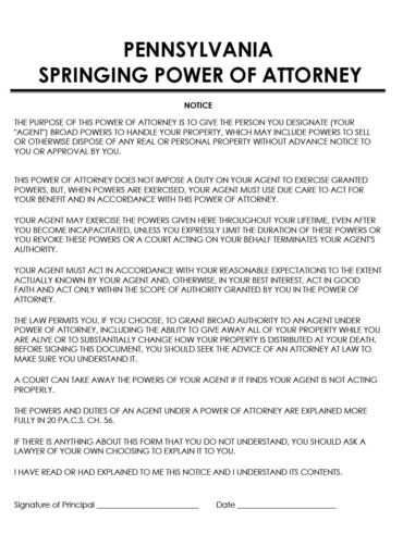 Free Pennsylvania Power Of Attorney Forms (10 Types)