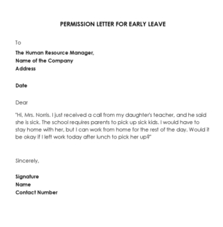 Permission Letter Asking for Leave from Work (Samples)