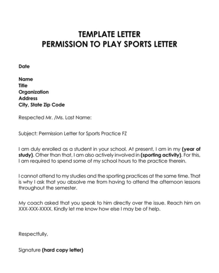 Sample Permission Letter for Sports Practice (Writing Tips)