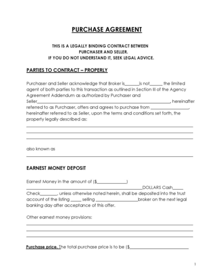 22 Free Purchase Agreement Templates (Word)