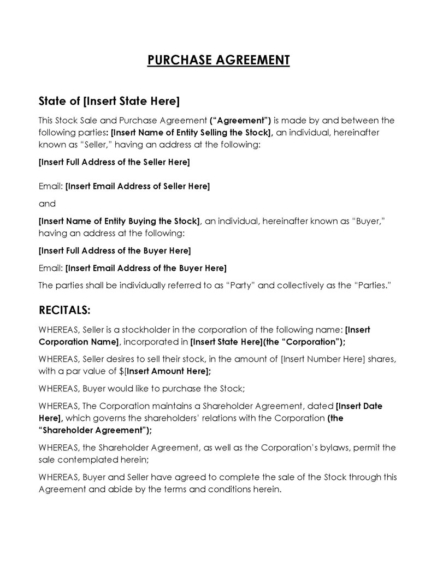 22 Free Purchase Agreement Templates (Word)