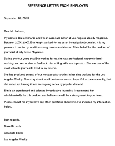 Reference Letter From Employer (Tips + Free Templates)