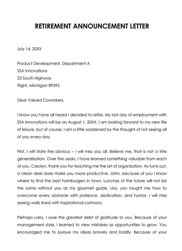 How to Formally Announce Your Retirement (Sample Letters)