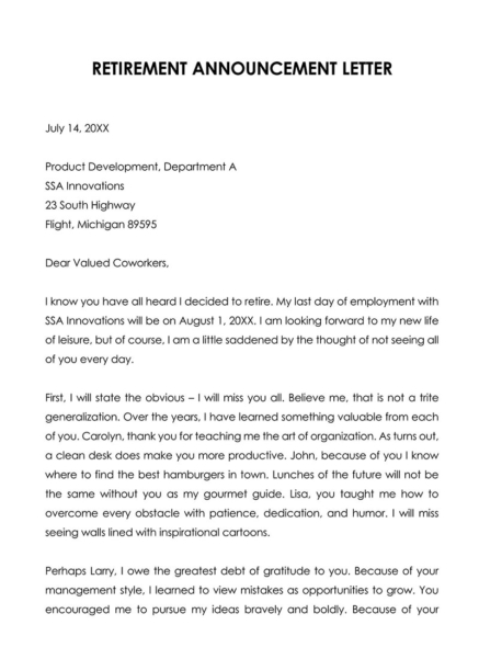 How to Formally Announce Your Retirement (Sample Letters)