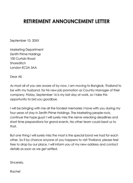 How to Formally Announce Your Retirement (Sample Letters)