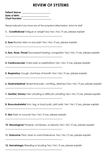 30 Free Review of Systems Template & Examples (Word, PDF)