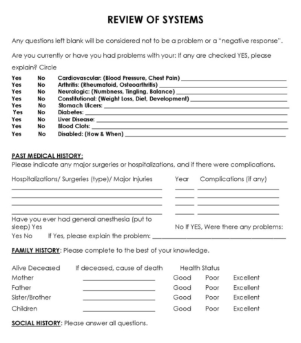 30 Free Review of Systems Template & Examples (Word, PDF)
