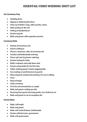 Free Shot List Templates for Production (Word, PDF)