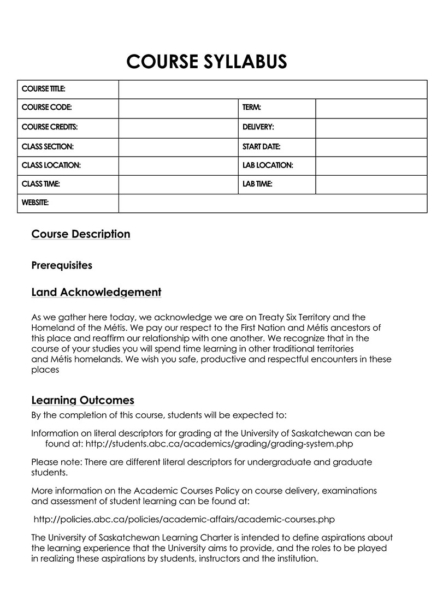 35 Free Course Syllabus Templates (Editable) - Word | PDF