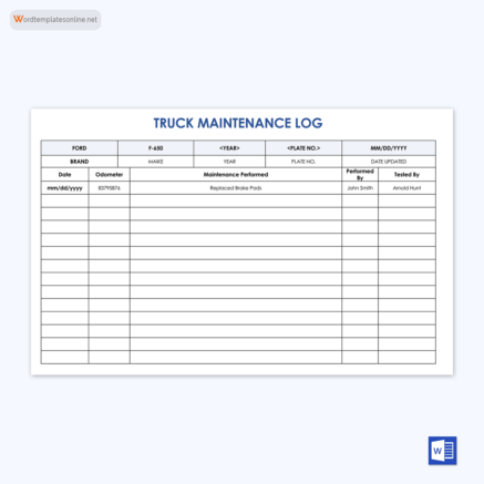 Free Printable Vehicle Maintenance Logs (Excel | Word)