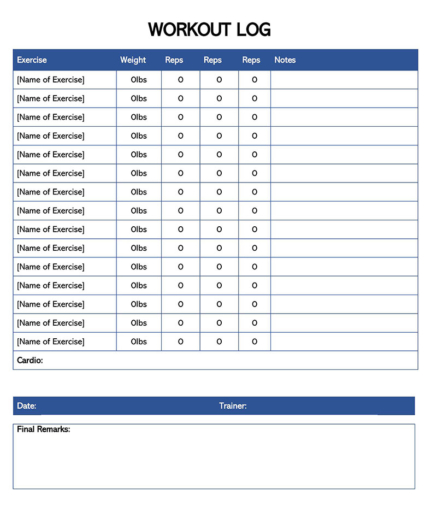 16 Effective Workout Logs and Calendar Templates