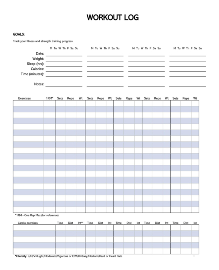 16 Effective Workout Logs and Calendar Templates