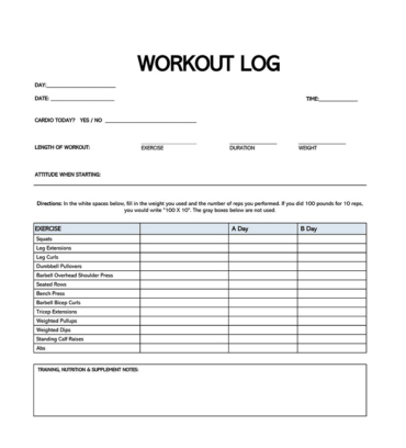 16 Effective Workout Logs and Calendar Templates