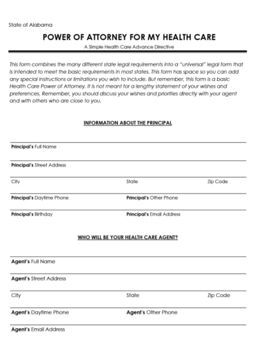 Free Alabama Power of Attorney Forms (10 Types)
