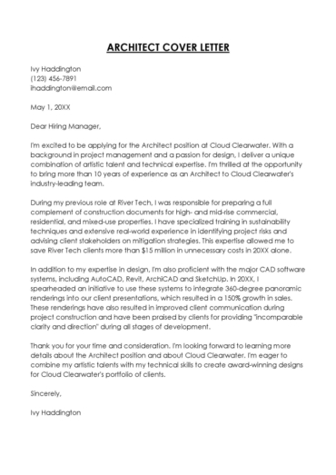 Architect Cover Letter Examples (Expert Tips)